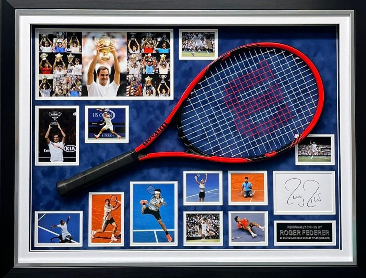 Roger Federer signed frame | Powered by Givergy