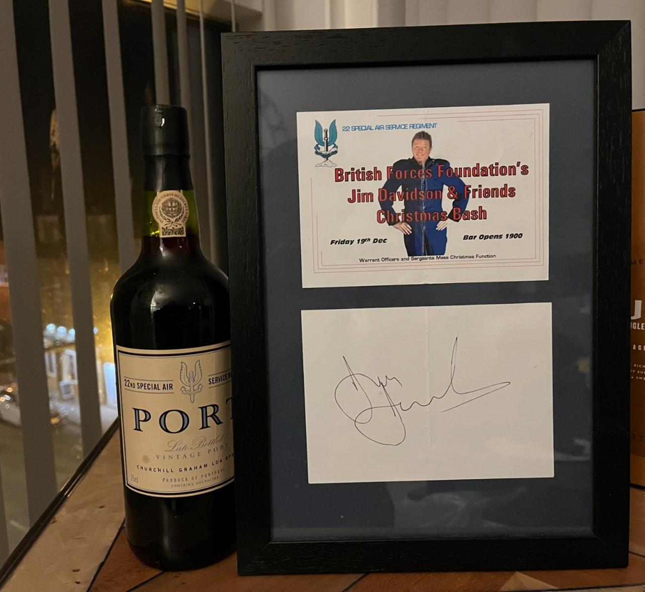 Jim Davidson Autograph with Bottle of Port | Powered by Givergy