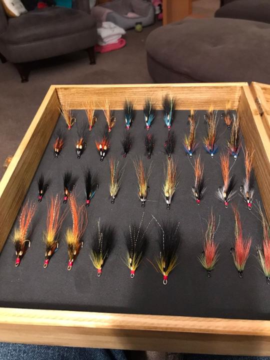 36 Salmon Flies in Wooden Box by Sandy Howie | Powered by Givergy