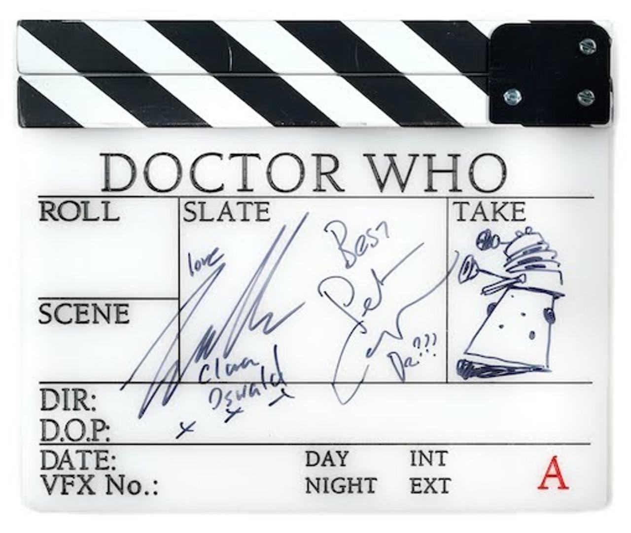 Clapperboard from DOCTOR WHO signed by Jenna Coleman + Peter | Powered ...