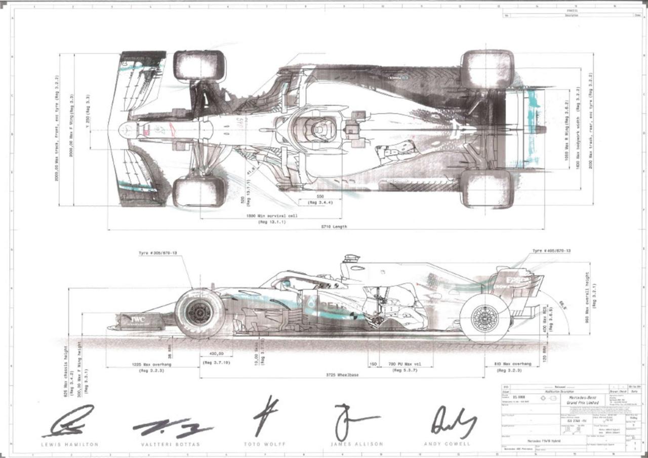 Hand-Signed Mercedes-AMG PETRONAS F1 Drawing | Powered by Givergy